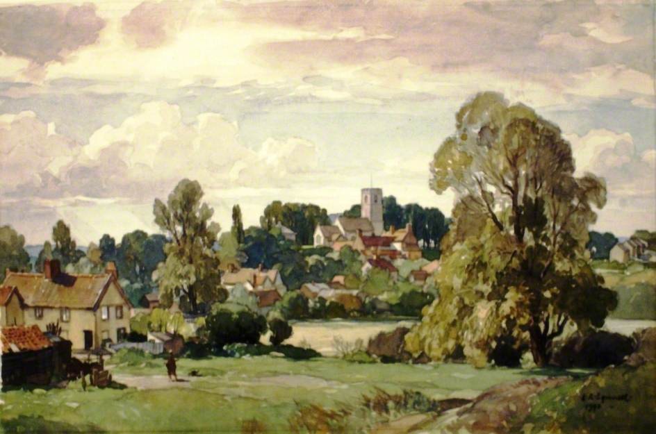 View of Tuddenham, Suffolk by Leonard Squirrell - Art Renewal Center