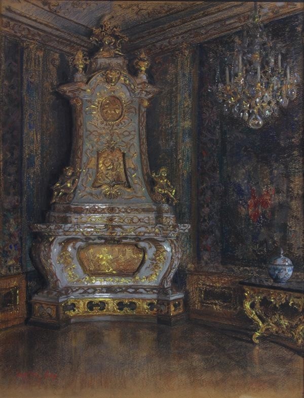 Interior Castle Parlor Scene by Walter Gay - Art Renewal Center