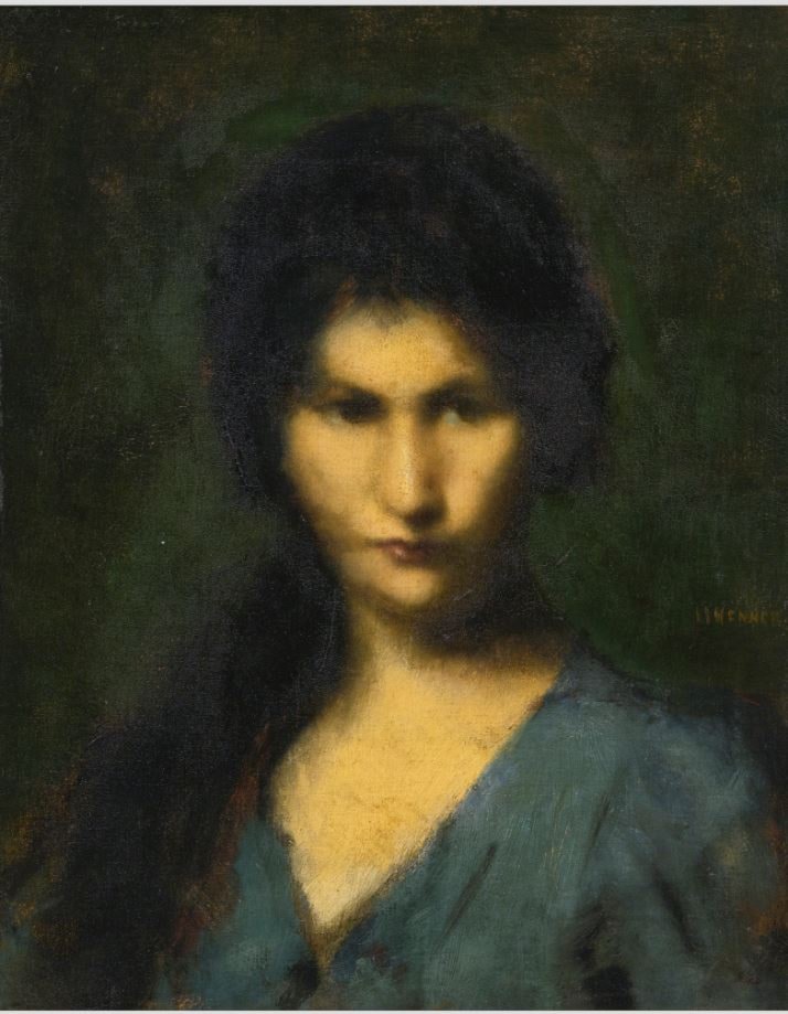 Portrait of a Young Woman by Jean-Jacques Henner - Art Renewal Center
