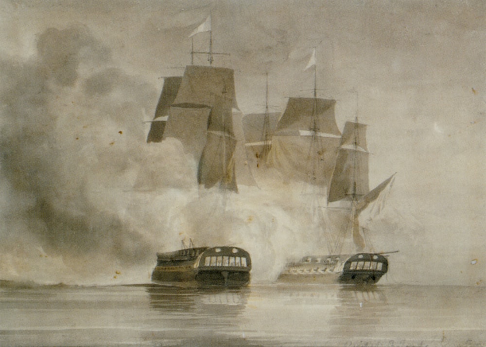 A drawn battle between the French frigate Arethuse and the British ...