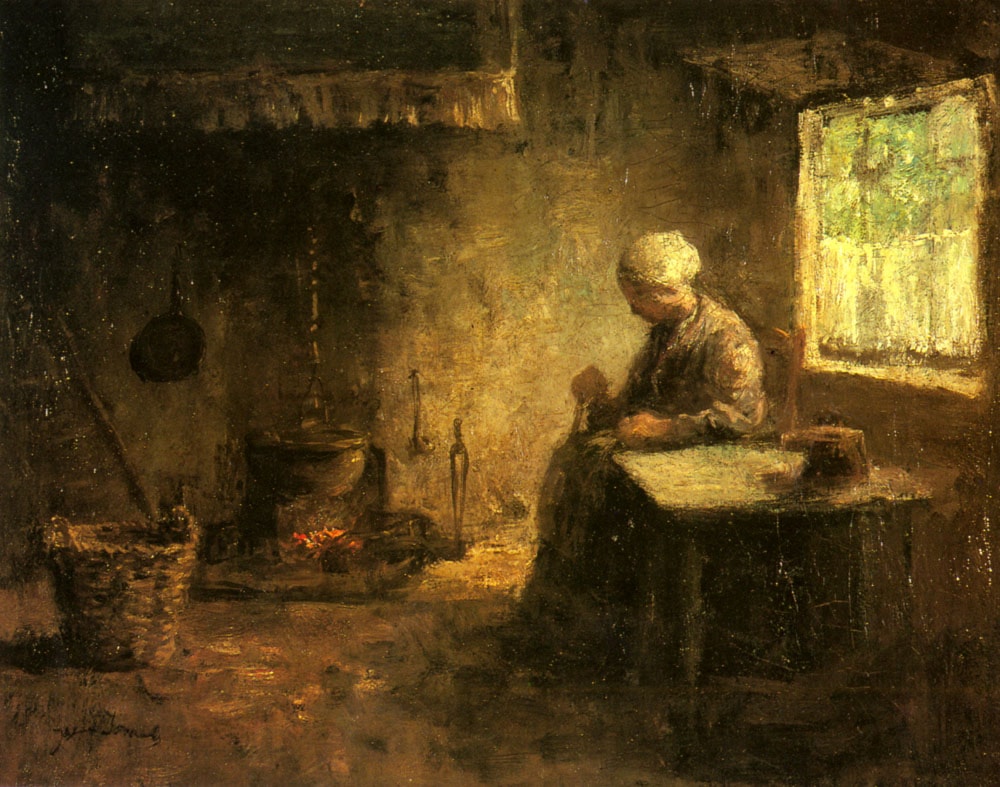 Peasant Woman by a Hearth by Jozef Israëls - Art Renewal Center